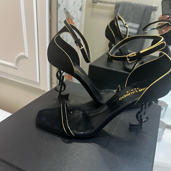 Yves Saint Laurent | Shoes | Opyum 85 Ysl Heel Gold Trim | Poshmark